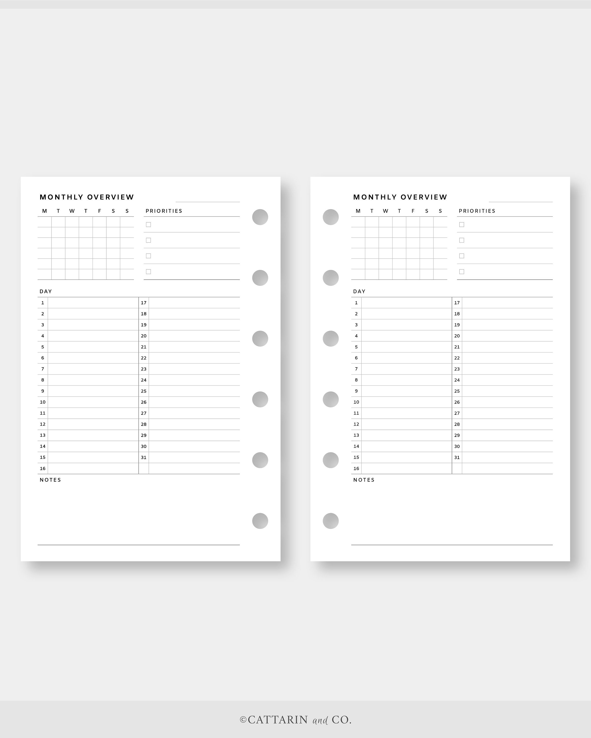 Pocket, Monthly Overview Printable Month at a Glance Month on One Page ...