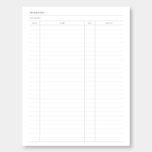 A4 | US Letter, Inventory Tracker Printable | Inventory Log List ...