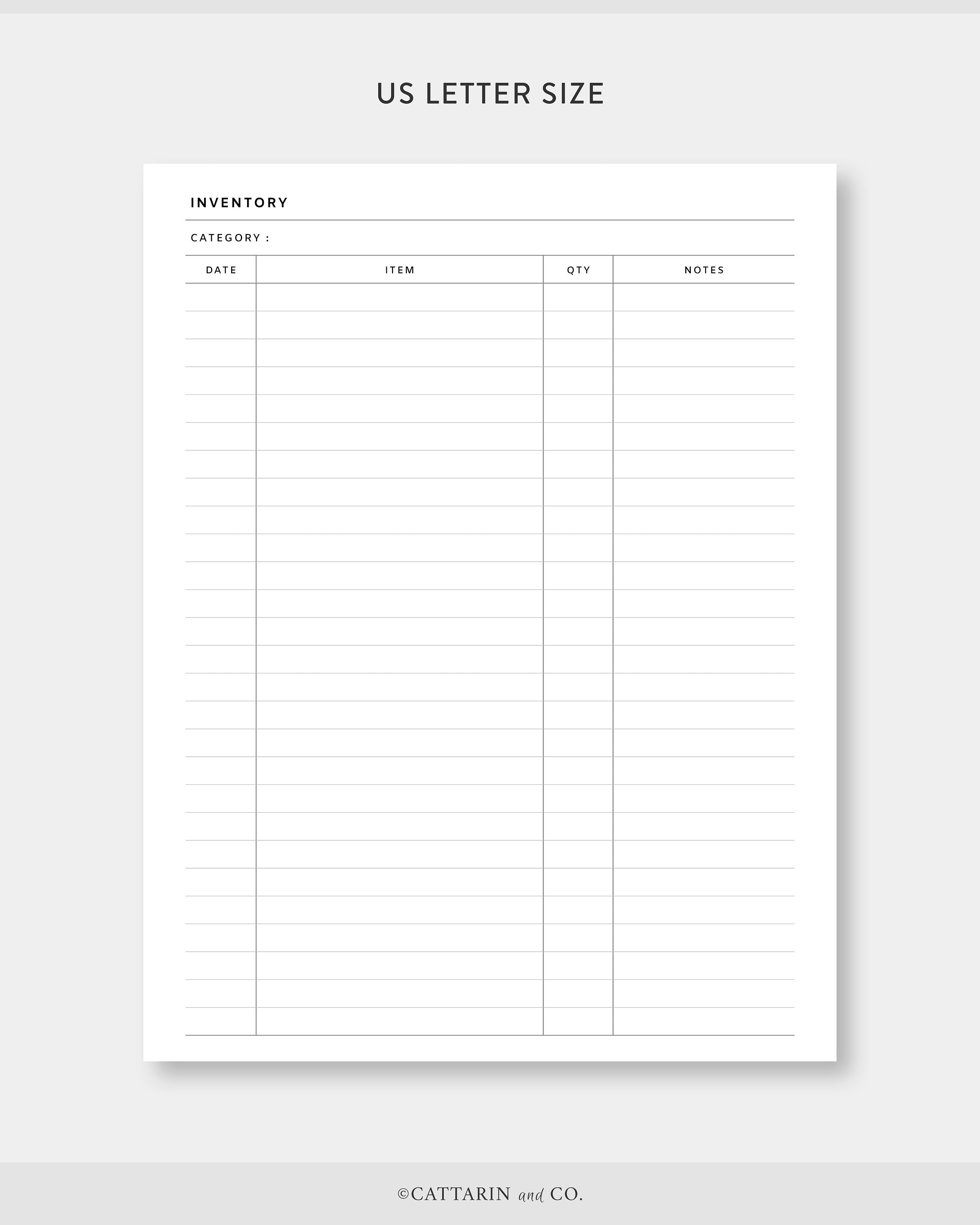 A4 | US Letter, Inventory Tracker Printable | Inventory Log List ...