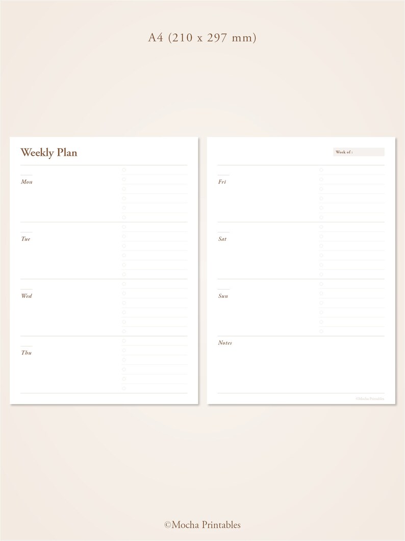 Weekly Planner Printable | WO2P Weekly to Do List | A4, A5, US Letter ...