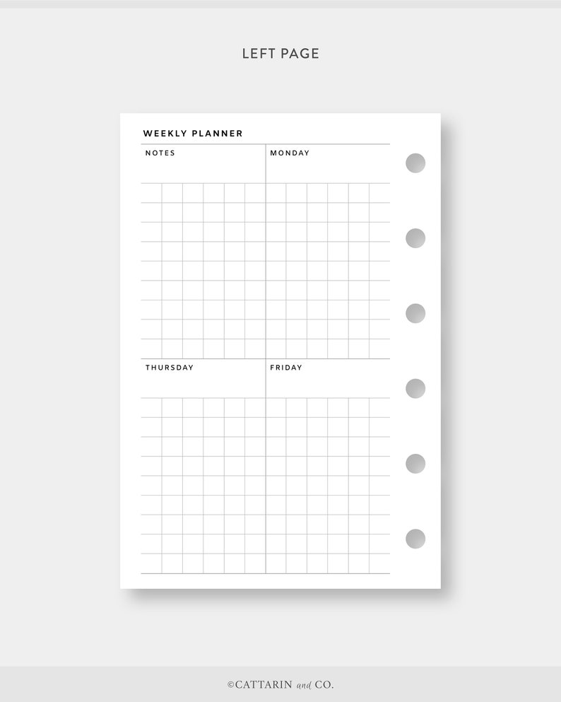 Pocket, Weekly Planner Printable | Vertical Grid | Week on Two Pages ...