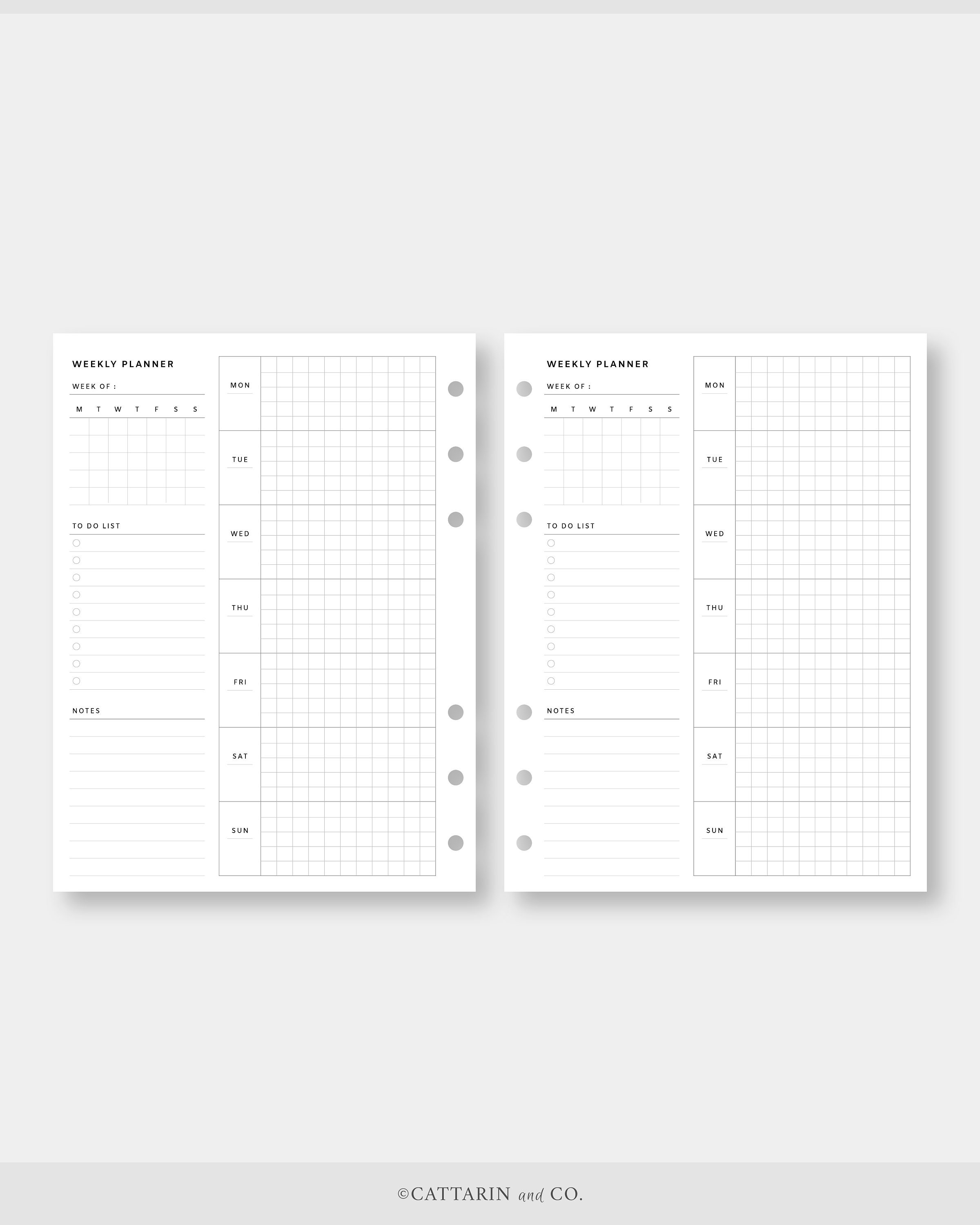 B6, Weekly Planner Printable Horizontal Grid Layout - Etsy