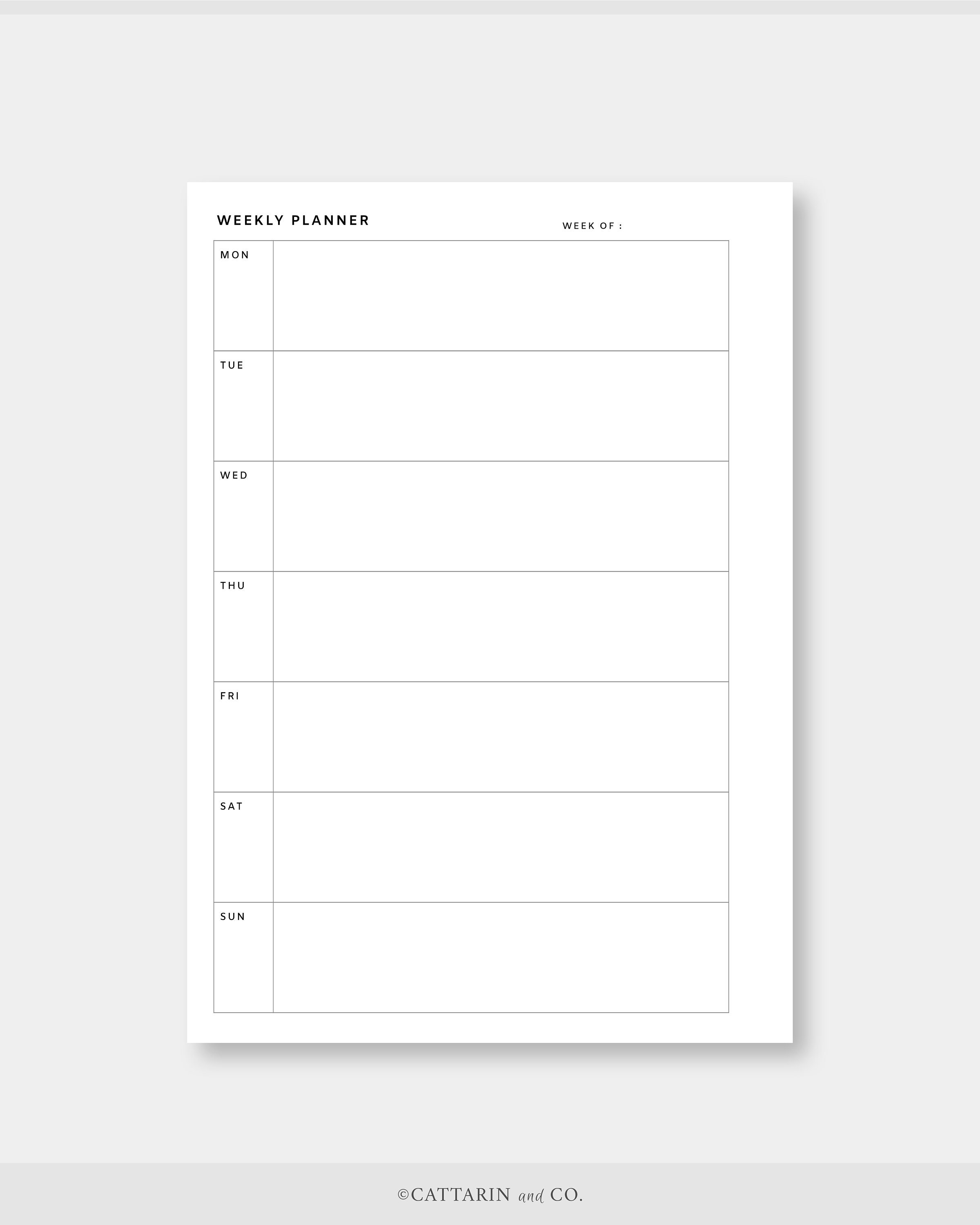 Personal Wide, Weekly Planner Printable Grid Paper Week on Two Pages ...