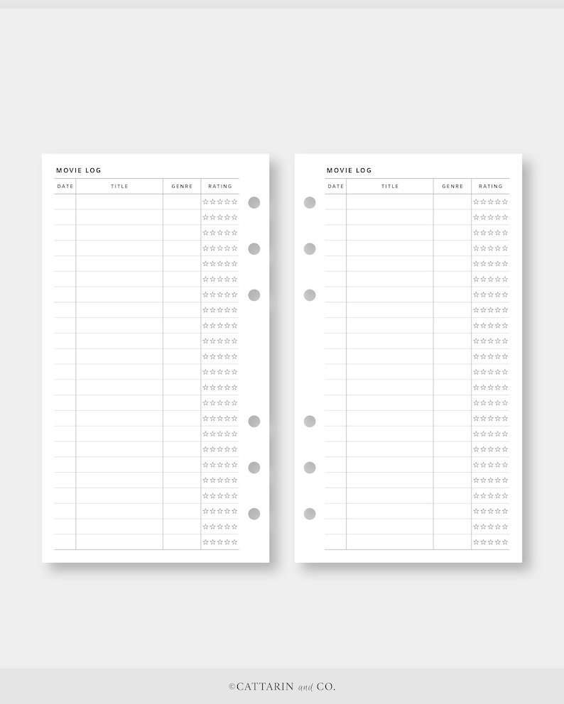 Personal, Movie Log Printable | Movies to Watch | Movie Tracker, Cinema ...