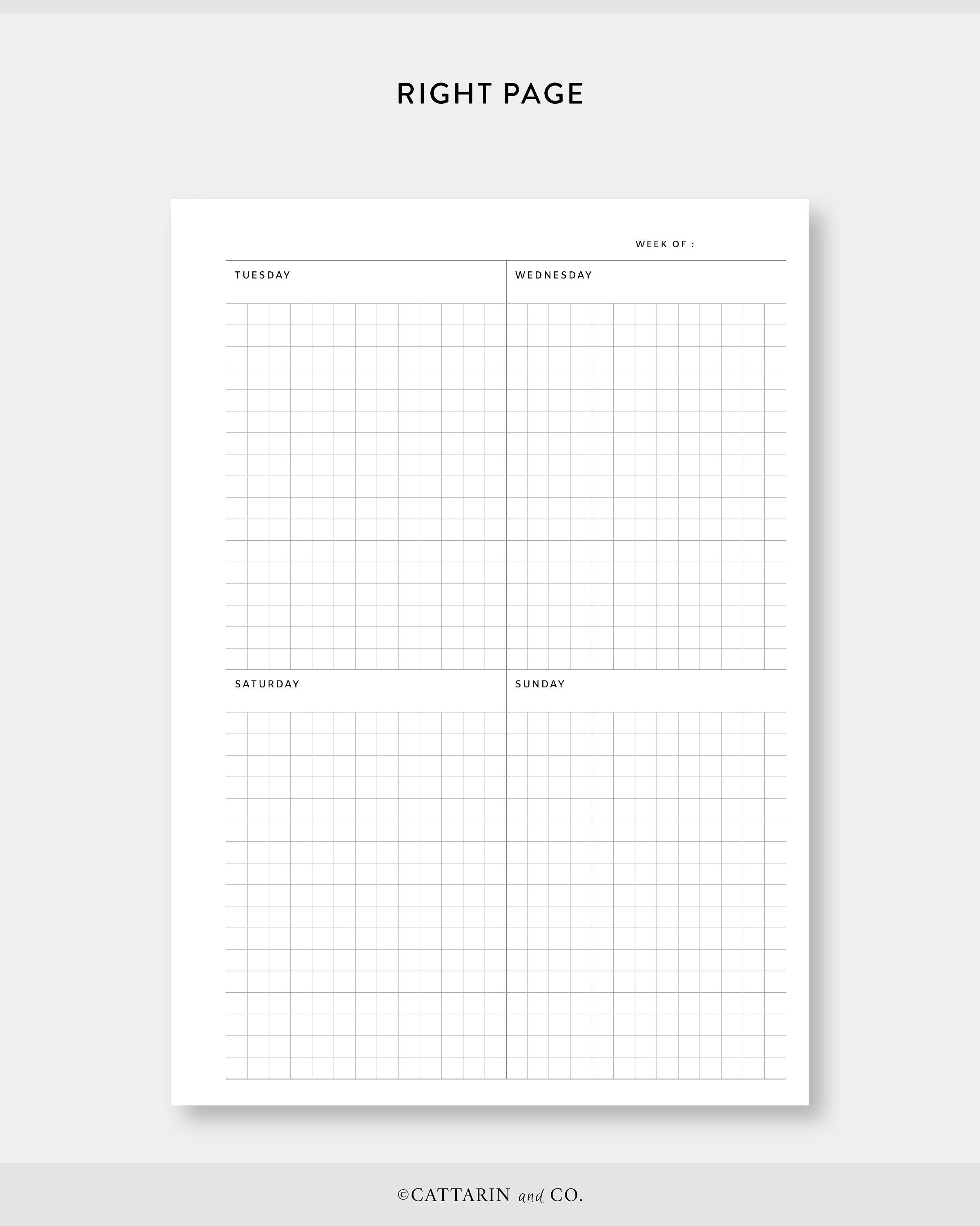 A5, Weekly Planner Printable | Vertical Grid | Week on Two Pages ...
