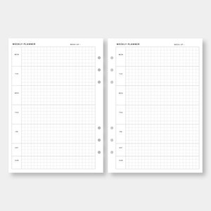 A5, Undated Weekly Planner Grid Paper | Week on Two Pages | WO2P 5x5 ...