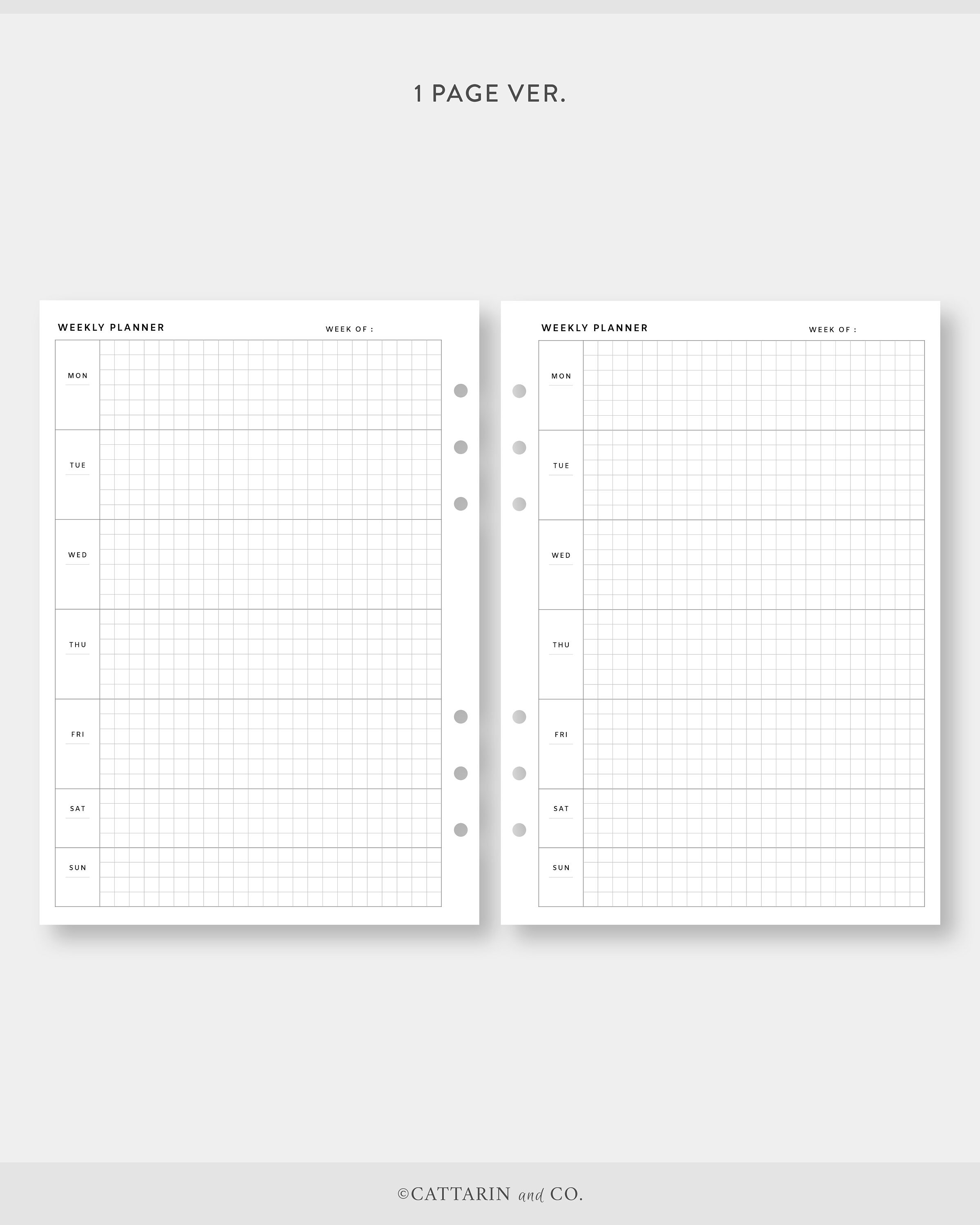 A5, Undated Weekly Planner Grid Paper Week on Two Pages WO2P 5x5 Graph ...