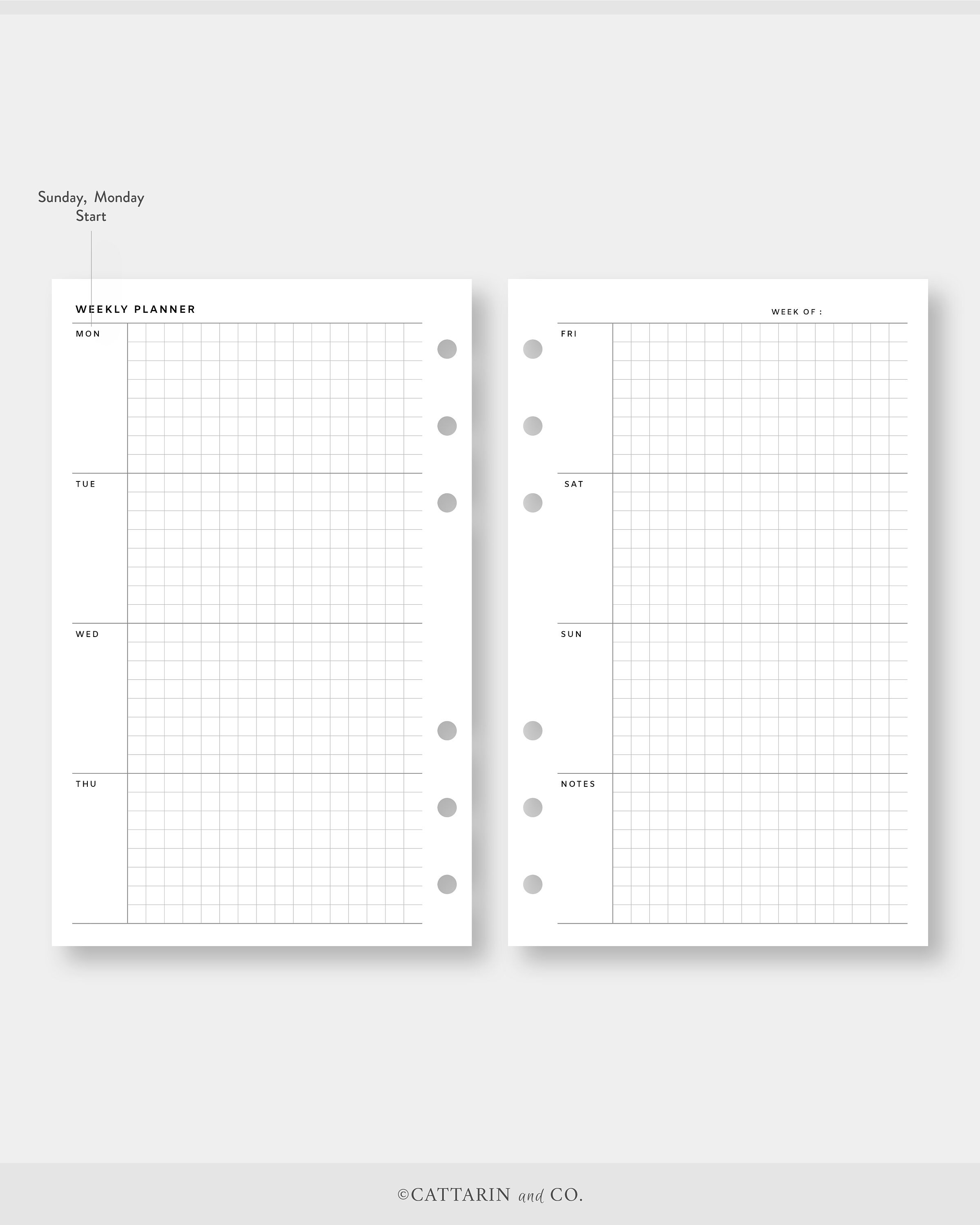 FC Compact Weekly Planner Printable Grid Week on Two Pages - Etsy