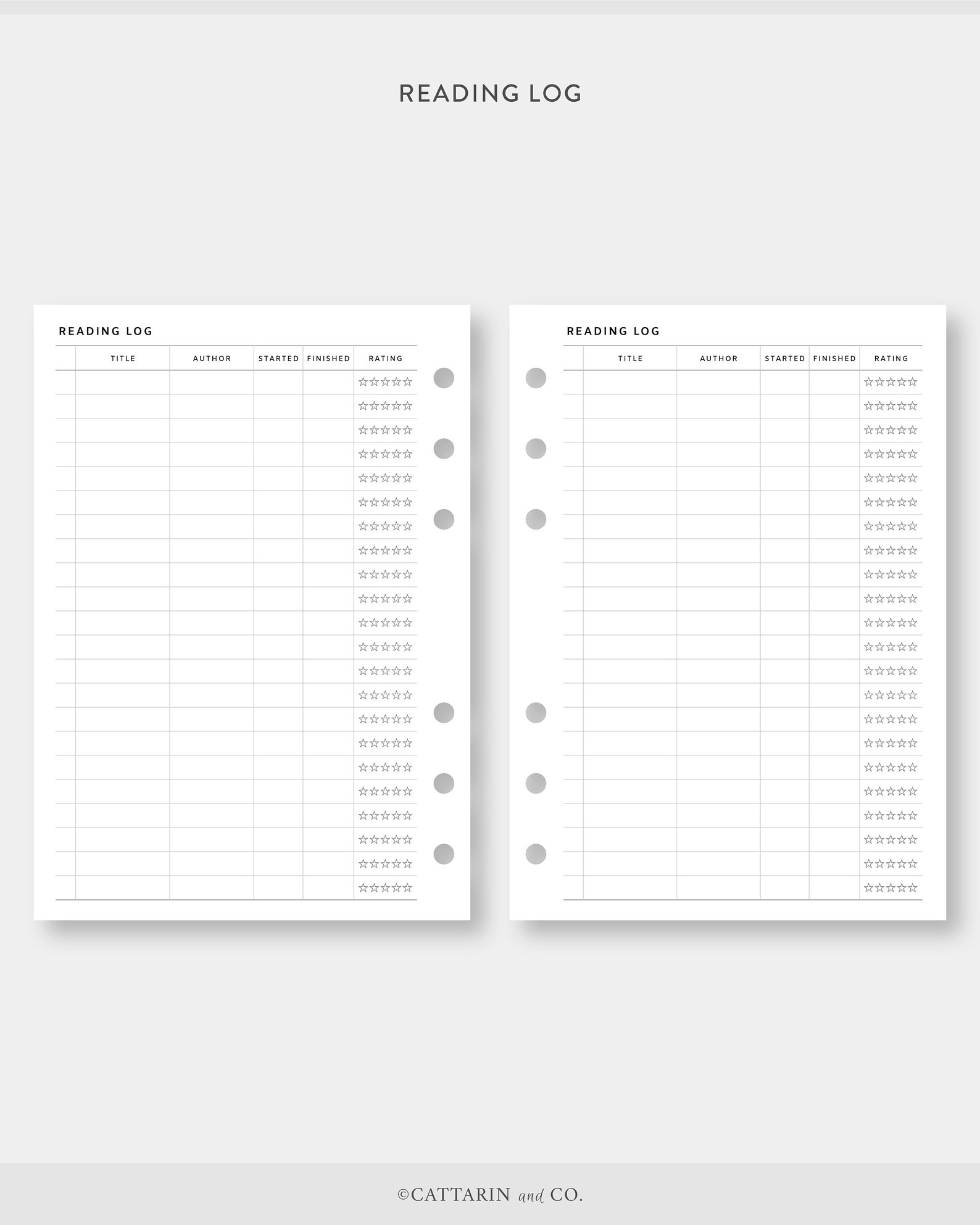 A6, Reading Journal, Log Printable Set | Book Review, List | Simple ...