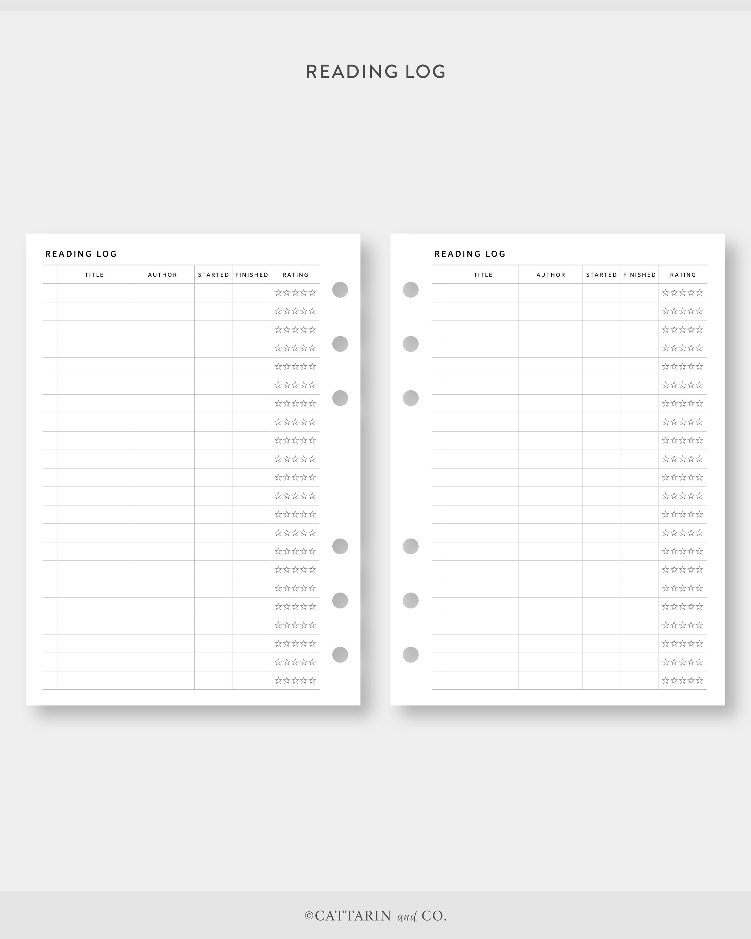 A6, Reading Journal, Log Printable Set | Book Review, List | Simple ...