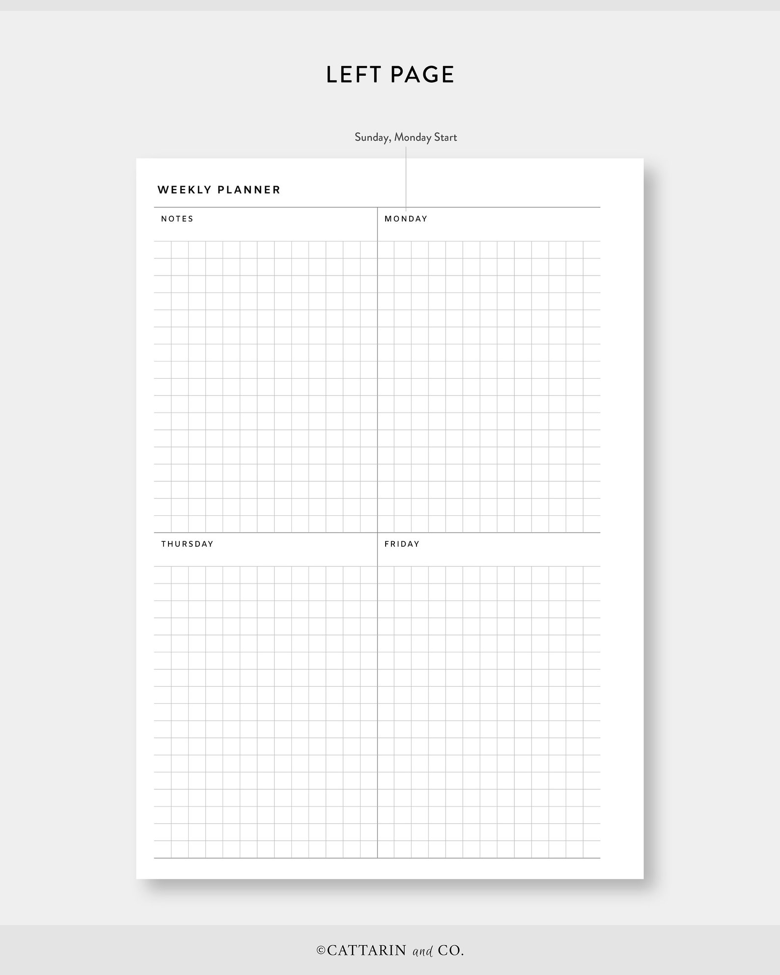 A5, Weekly Planner Printable | Vertical Grid | Week on Two Pages ...