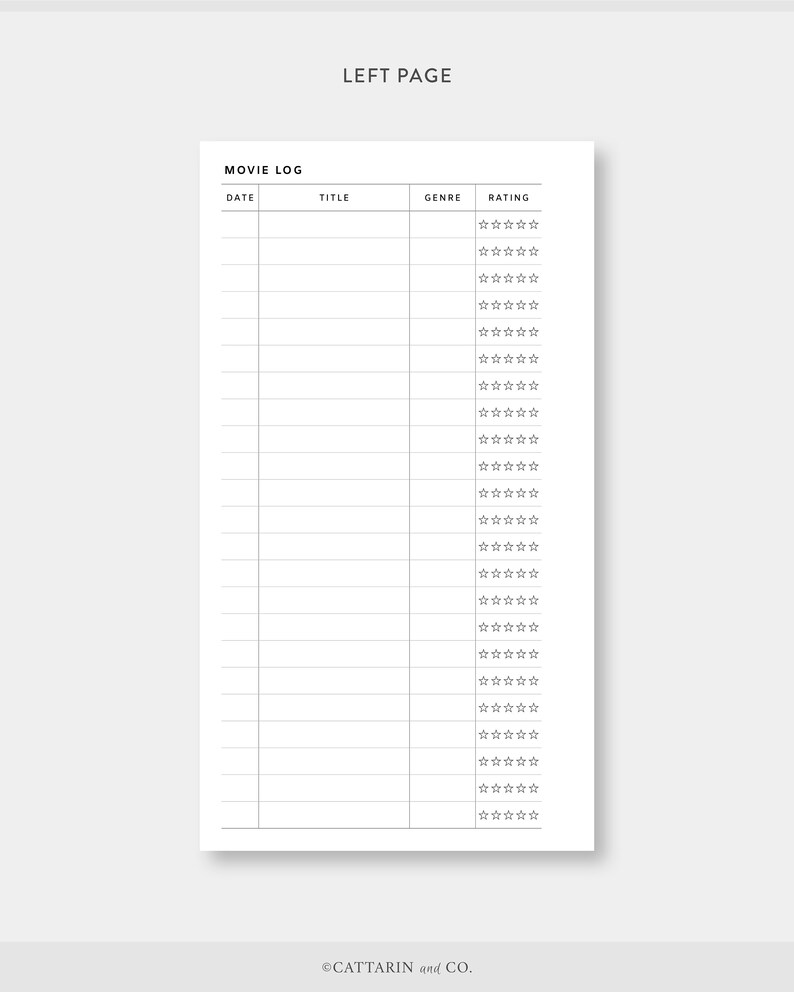 Personal, Movie Log Printable | Movies to Watch | Movie Tracker, Cinema ...