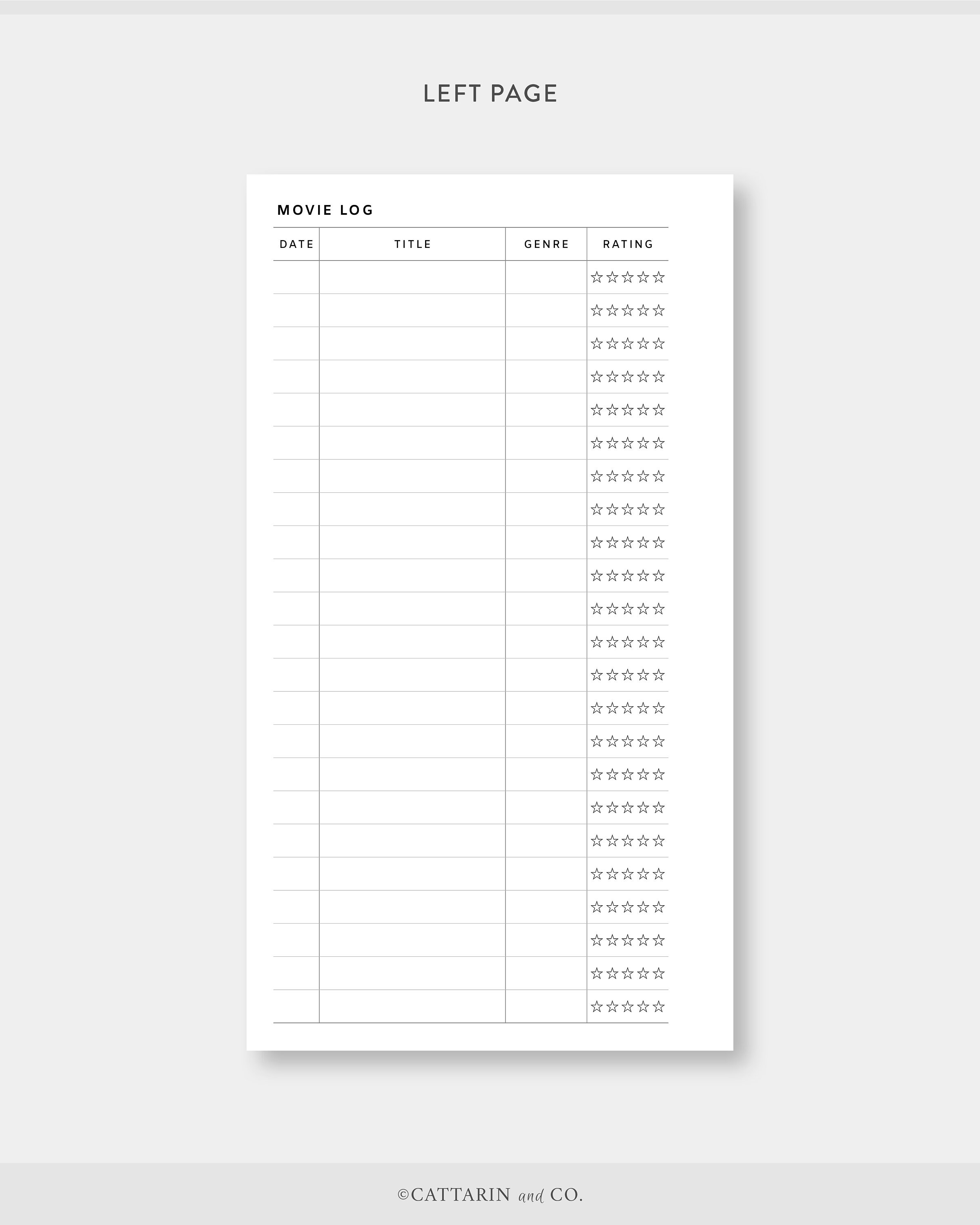 Personal, Movie Log Printable | Movies to Watch | Movie Tracker, Cinema ...
