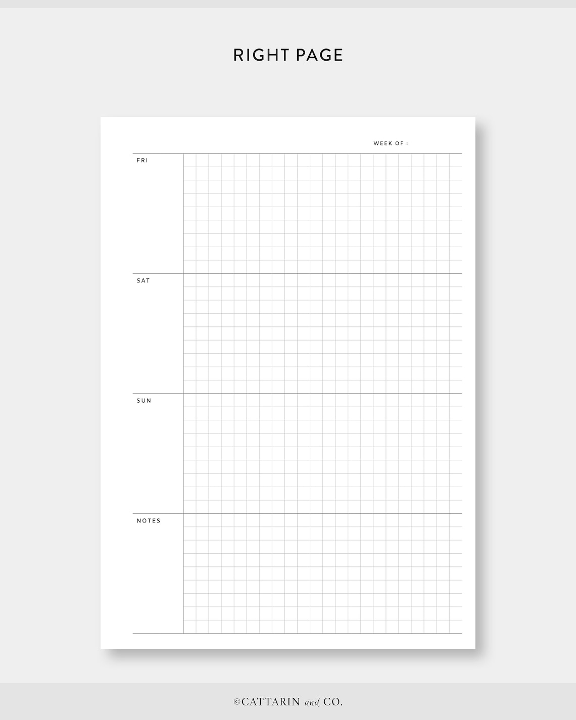A5, Weekly Planner Printable Grid Week on Two Pages Undated Template ...