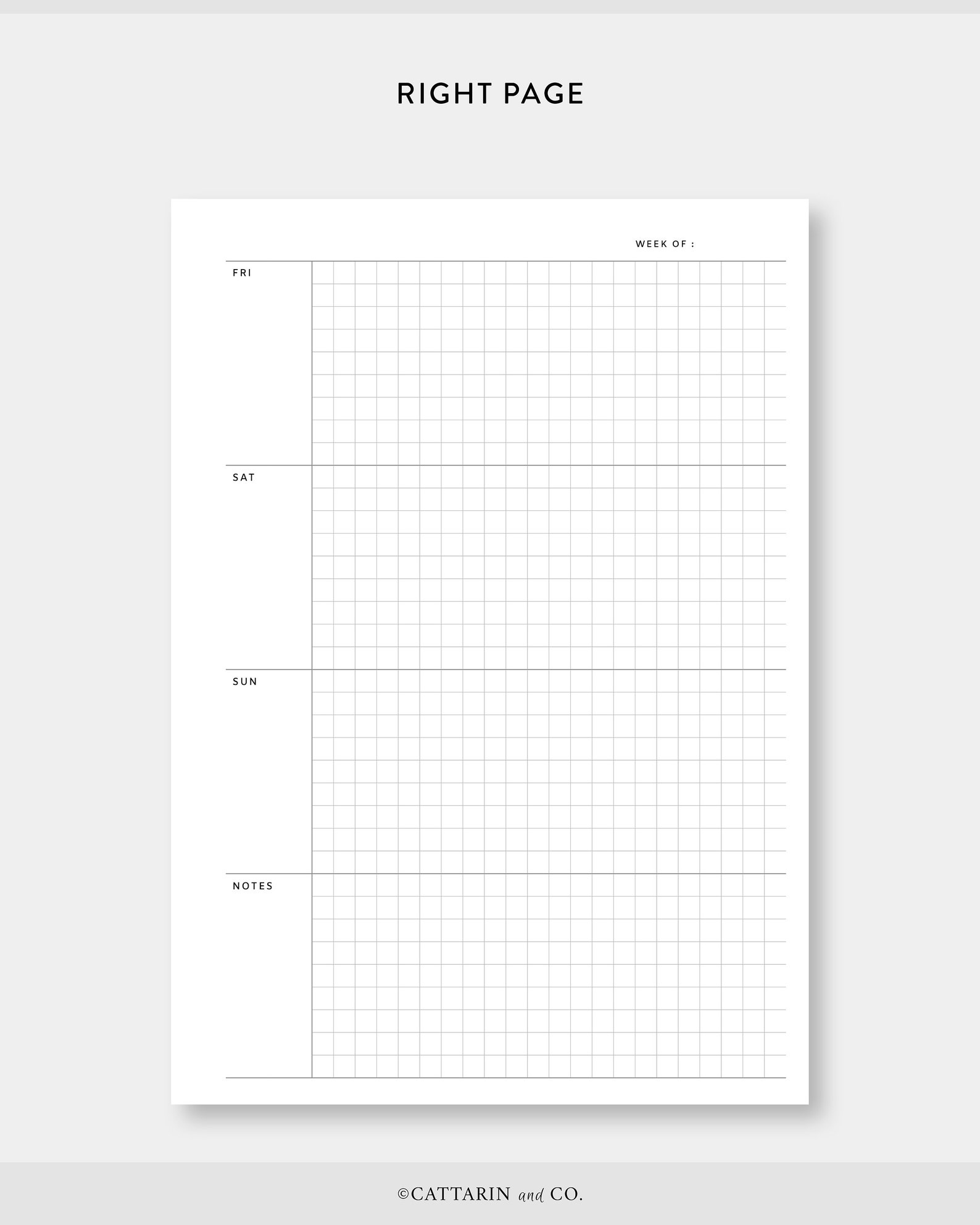 A5, Weekly Planner Printable Grid Week on Two Pages Undated Template ...