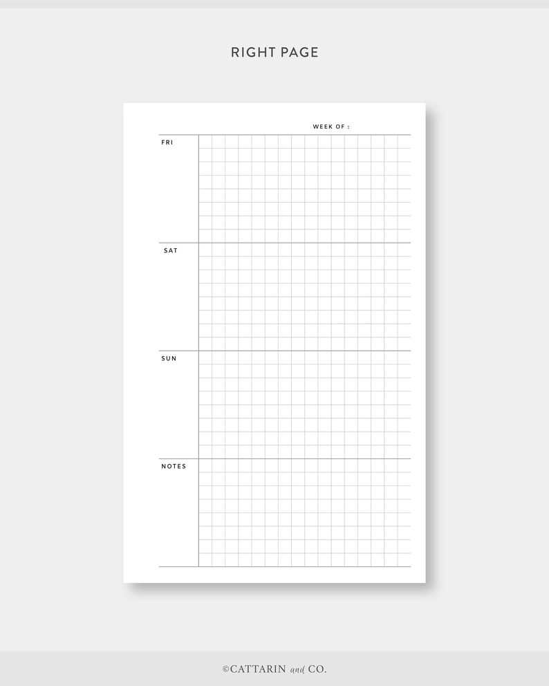FC Compact Weekly Planner Printable Grid Week on Two Pages - Etsy