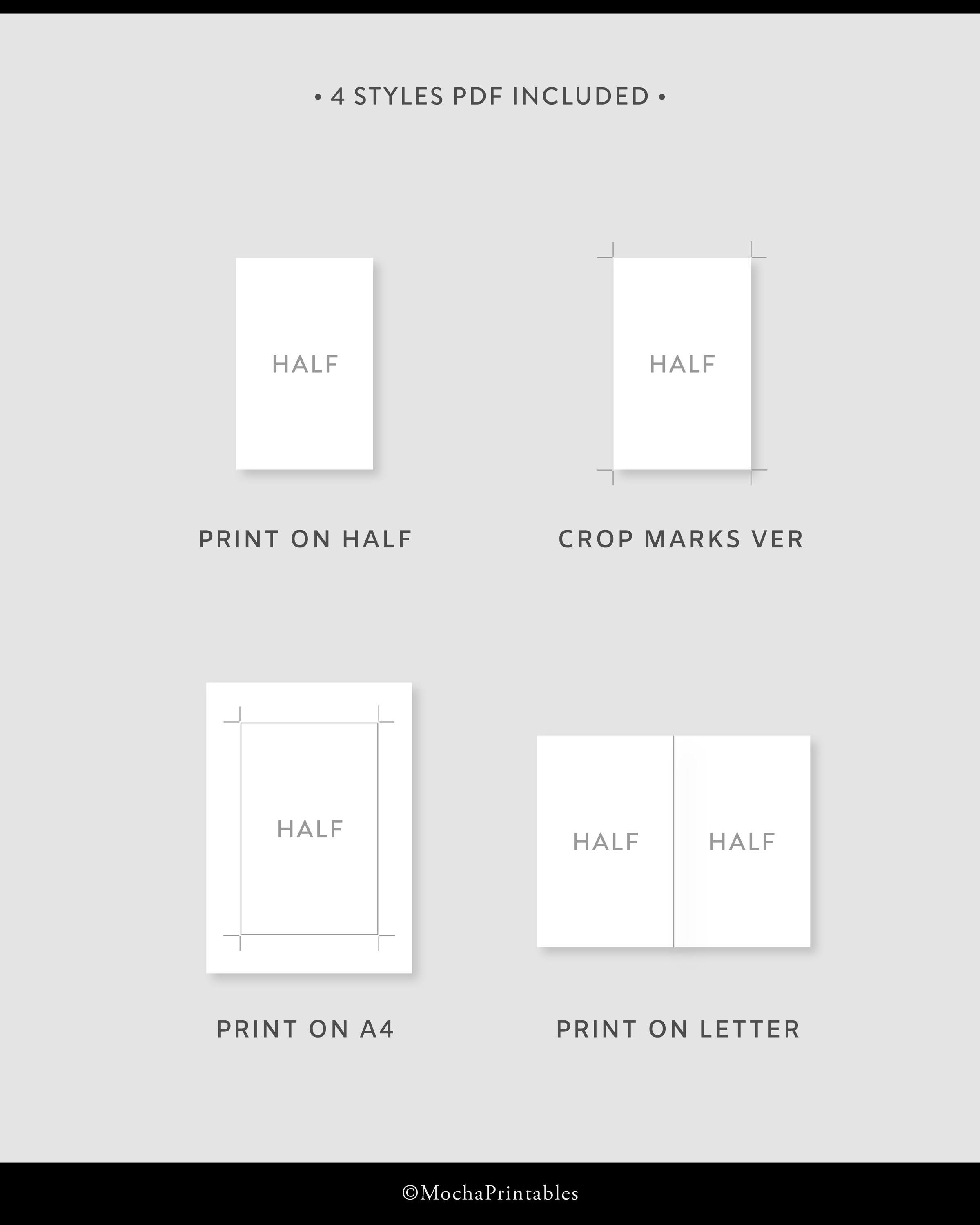 Half Letter, Half Page Bundle | Printable Essential Kit, Line Notes ...