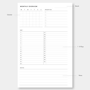 Half, Monthly Overview Printable | Month at a Glance | Month on One ...