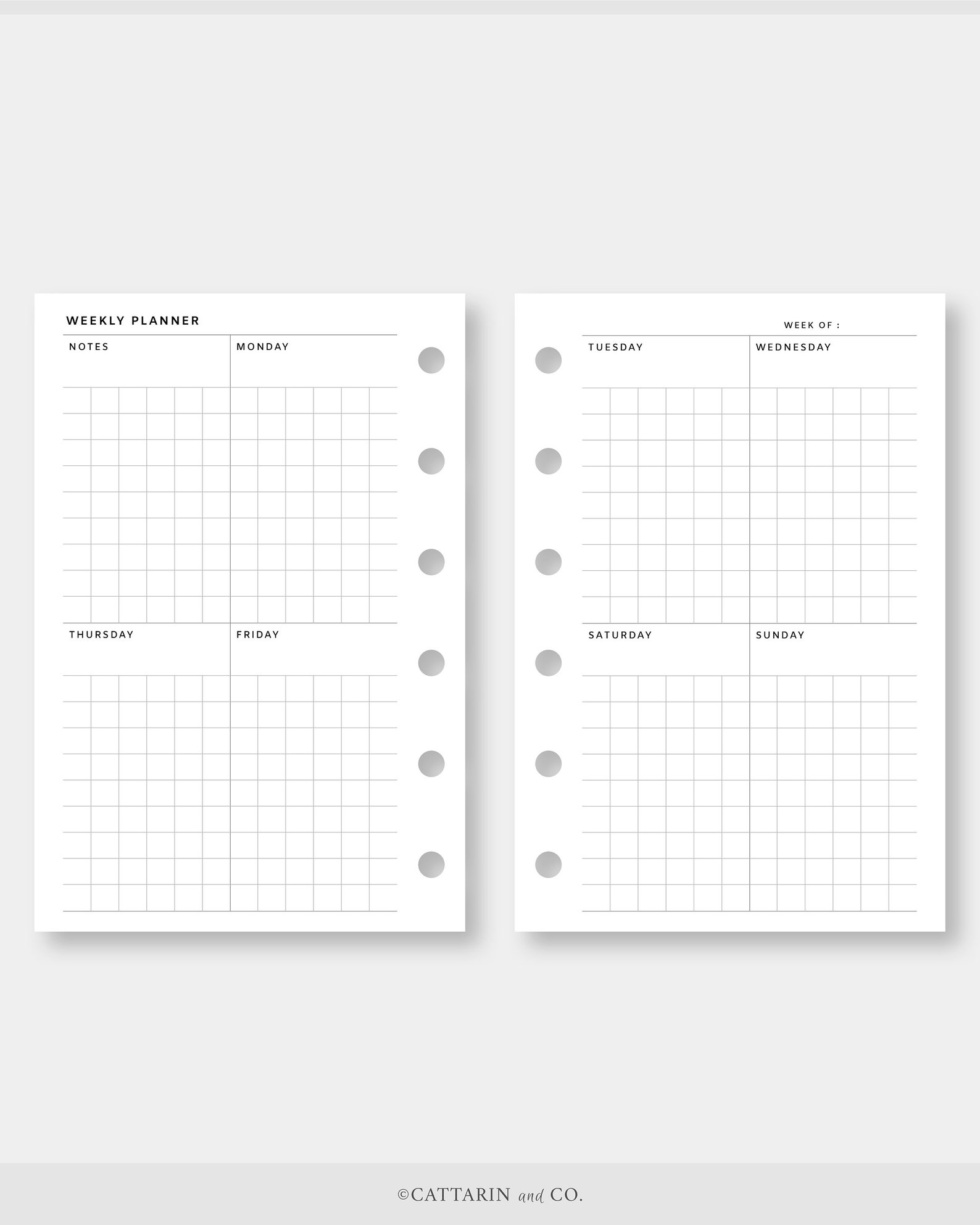 Pocket, Weekly Planner Printable | Vertical Grid | Week on Two Pages ...