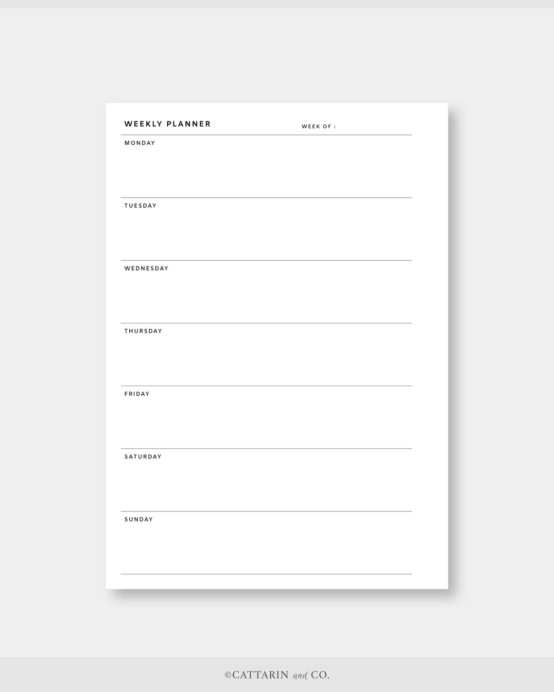 Personal Wide Weekly Planner Printable Week on One Page - Etsy