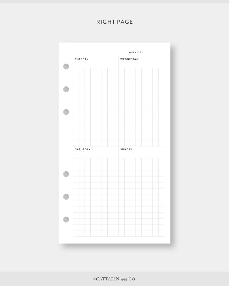 Personal, Weekly Planner Printable | Vertical Grid | Week on Two Pages ...
