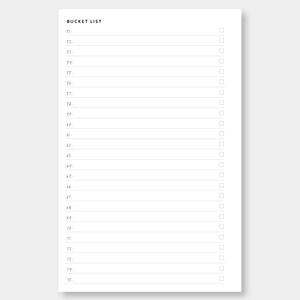 Half Letter Bucket List Printable 100 Bucket List Template | Etsy