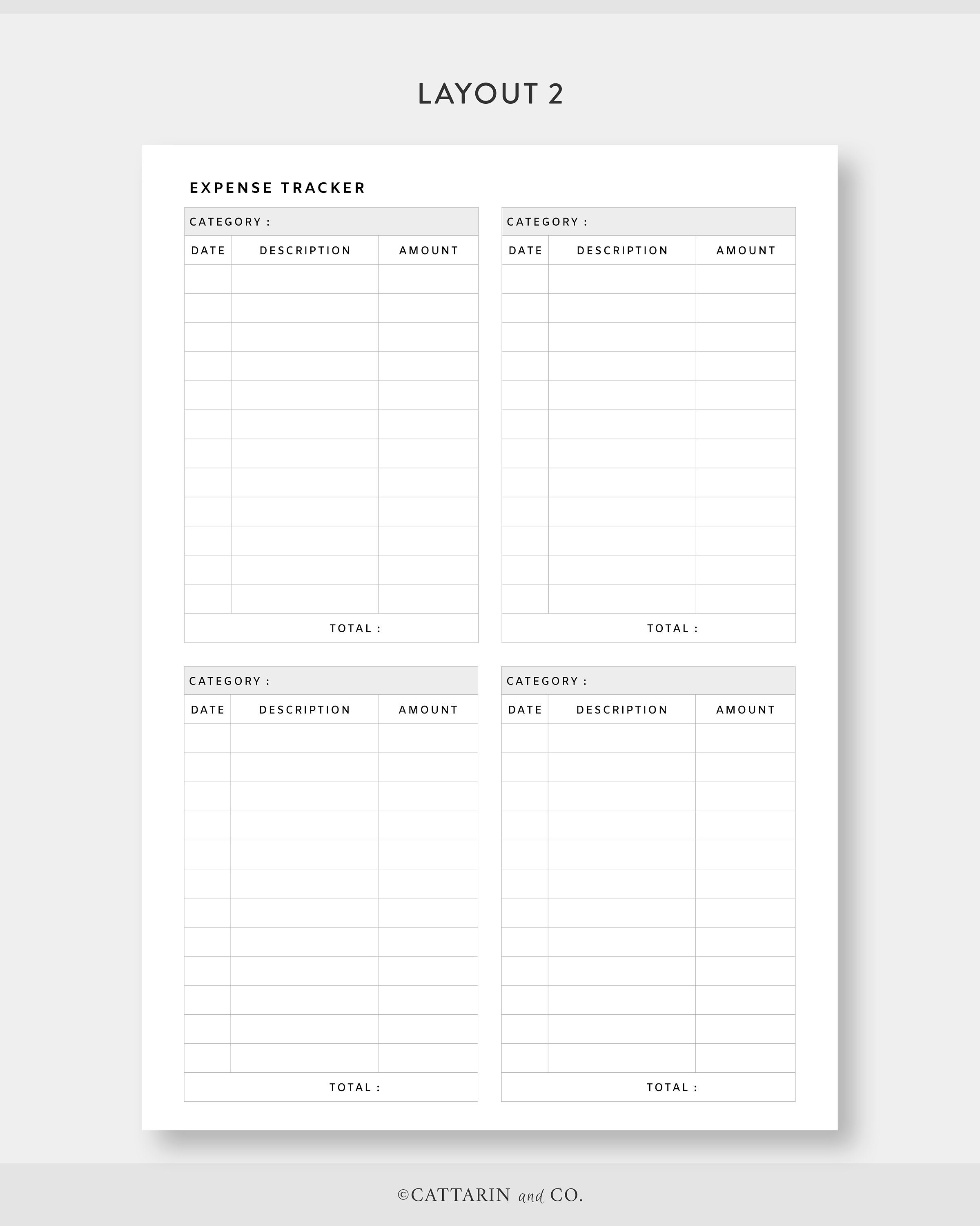 A4 | US Letter,expense Tracker Printable | Spending Log, Purchase ...