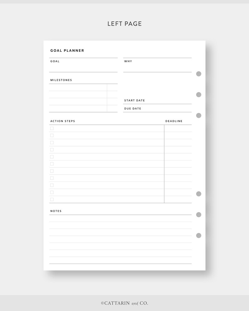 A5, Goal Planner Printable | Productivity Planner Simple Goal Setting ...