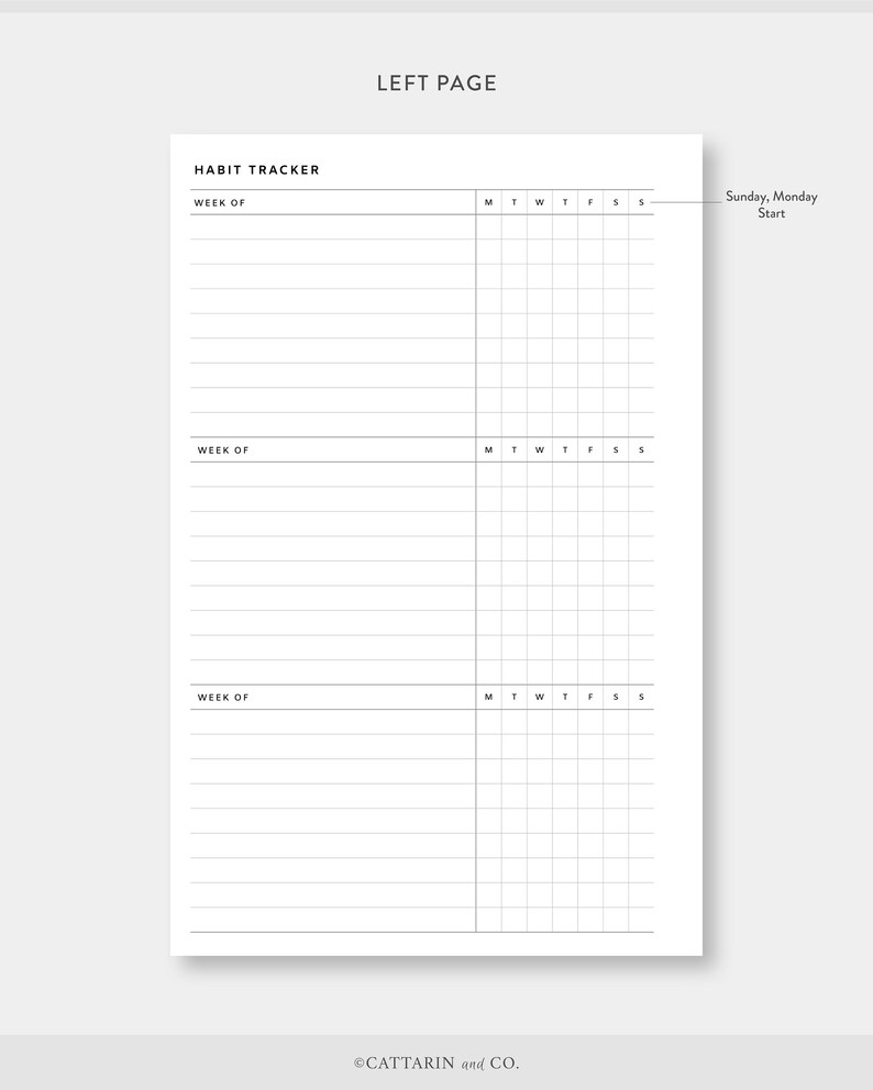 Half Weekly Habit Tracker Printable Routin Track Simple - Etsy