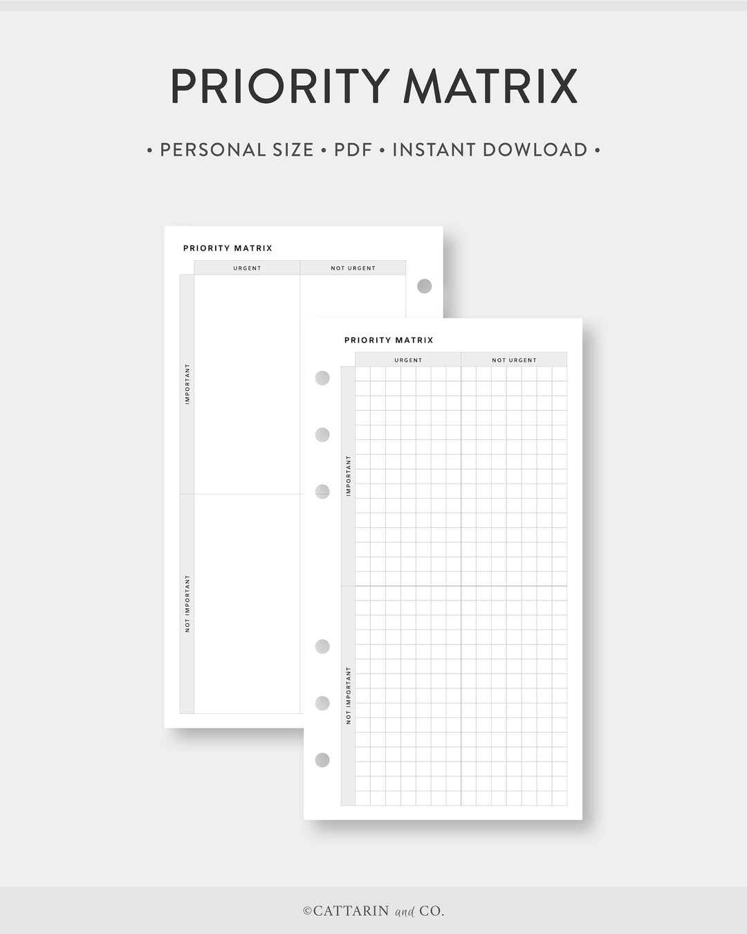 Personal, Priority Matrix Printable | Urgent, Important to Do List ...