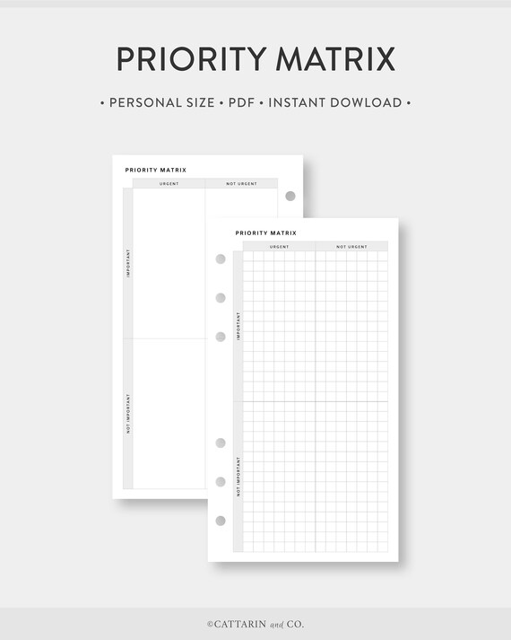 Personal Priority Matrix Printable Urgent Important to Do | Etsy