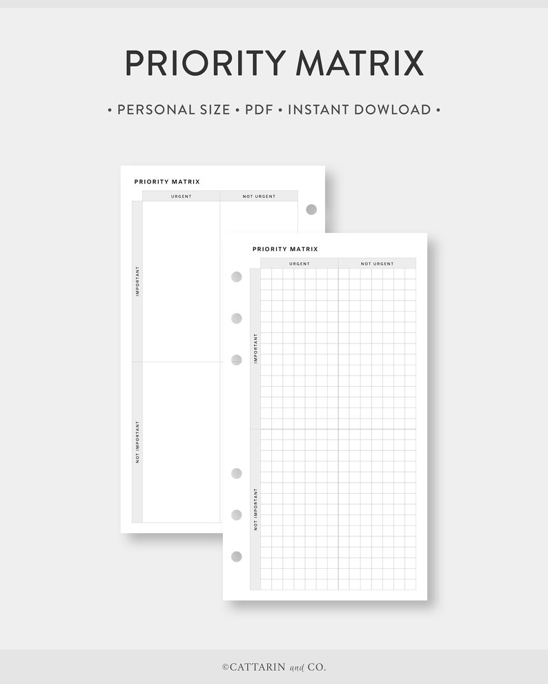 Personal, Priority Matrix Printable | Urgent, Important to Do List ...