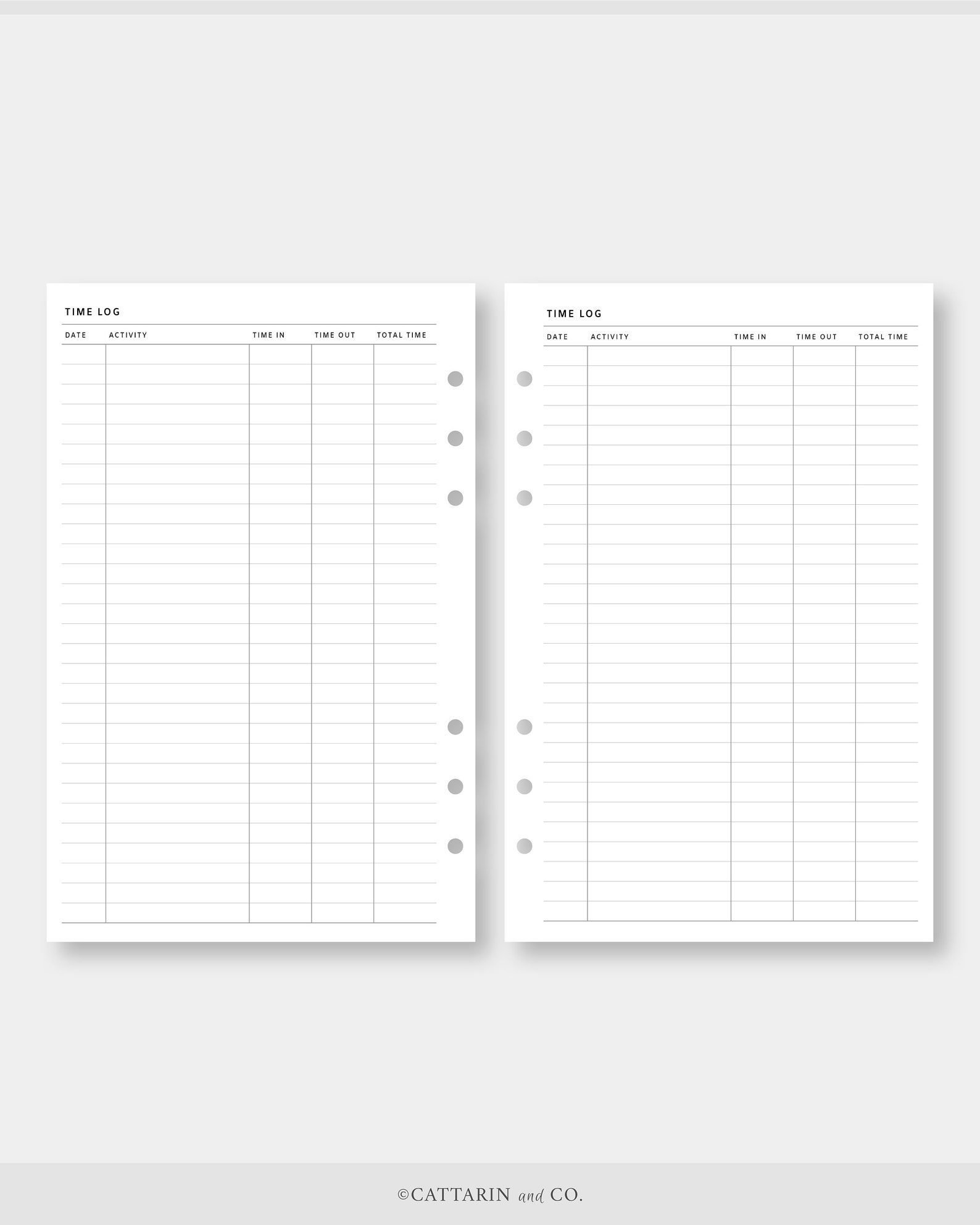 Half Letter, Work Time Log Printable | Simple Time Sheet Tracker ...