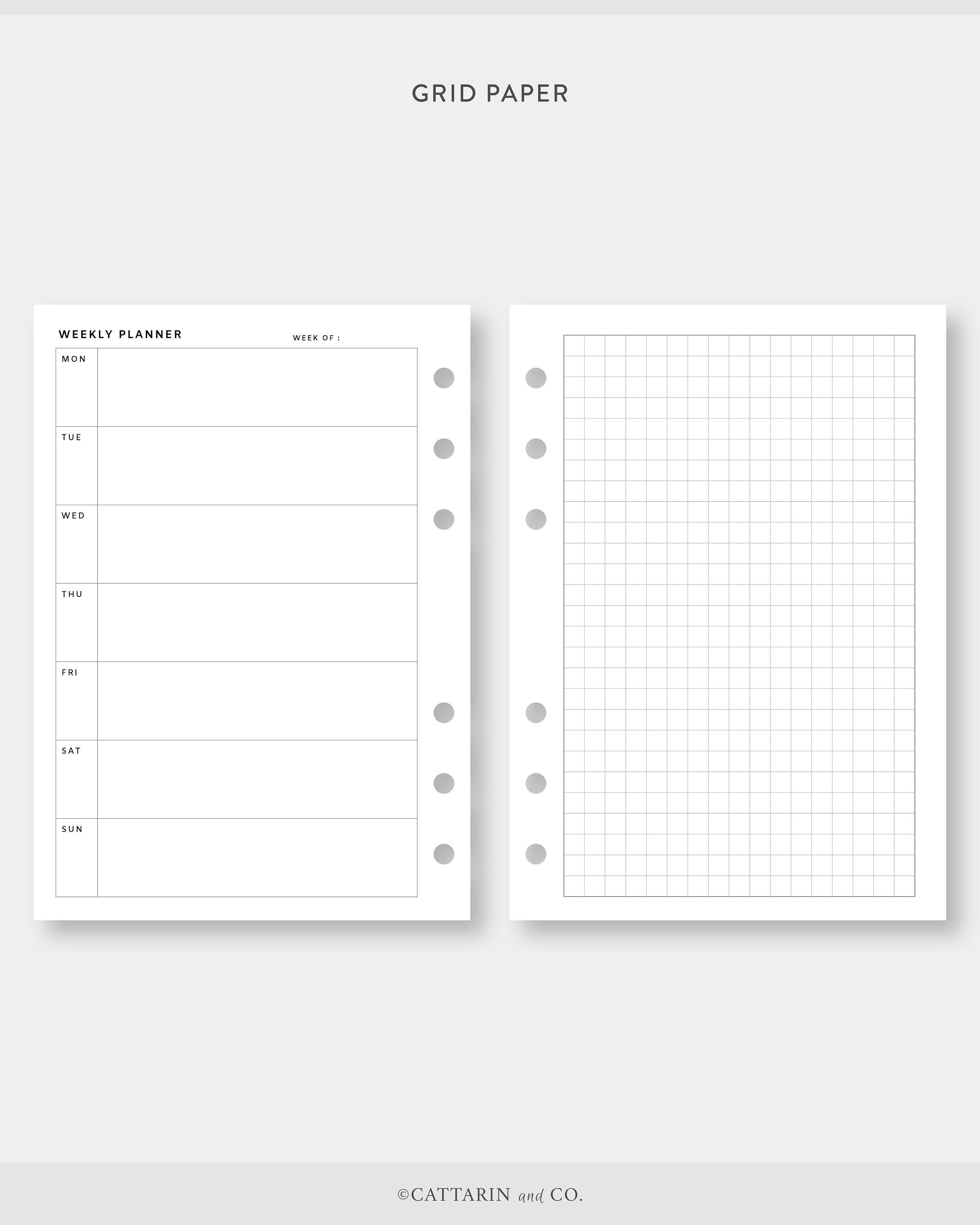 A6, Weekly Planner Printable Grid Paper Week on Two Pages Undated ...