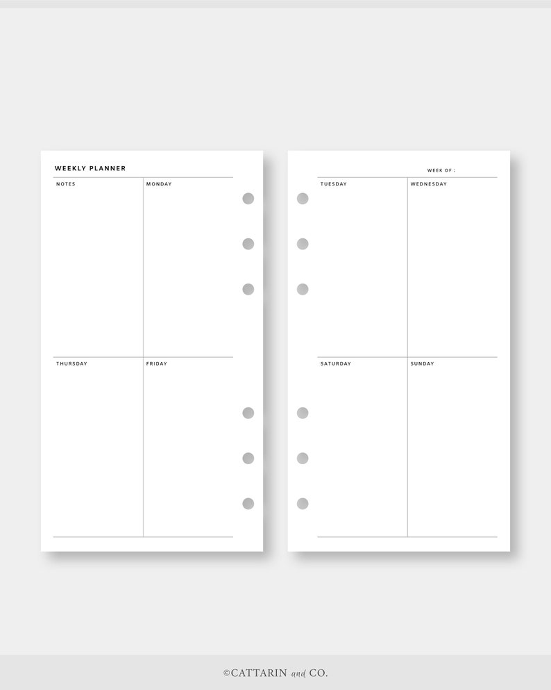 Personal, Weekly Planner Printable Week on Two Pages Undated Template ...
