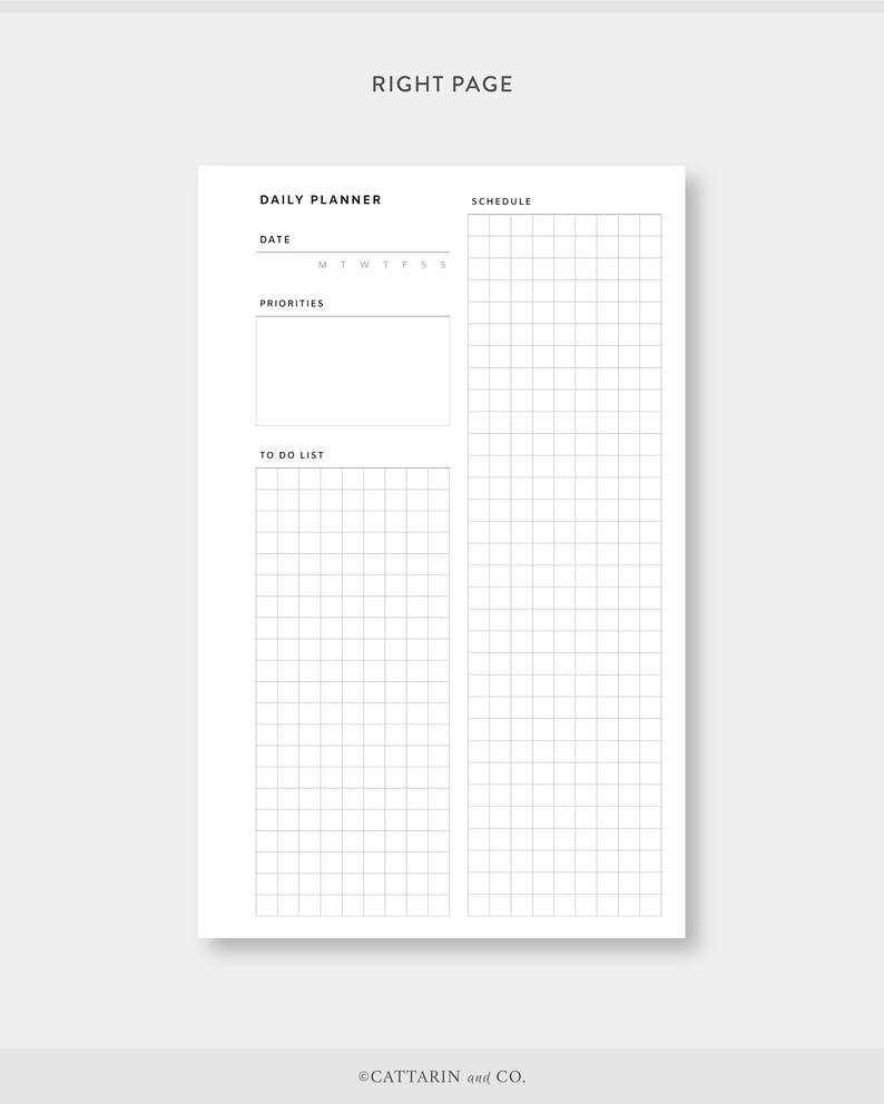 FC Compact, Undated Daily Planner Printable Grid Paper Day on Two Pages ...