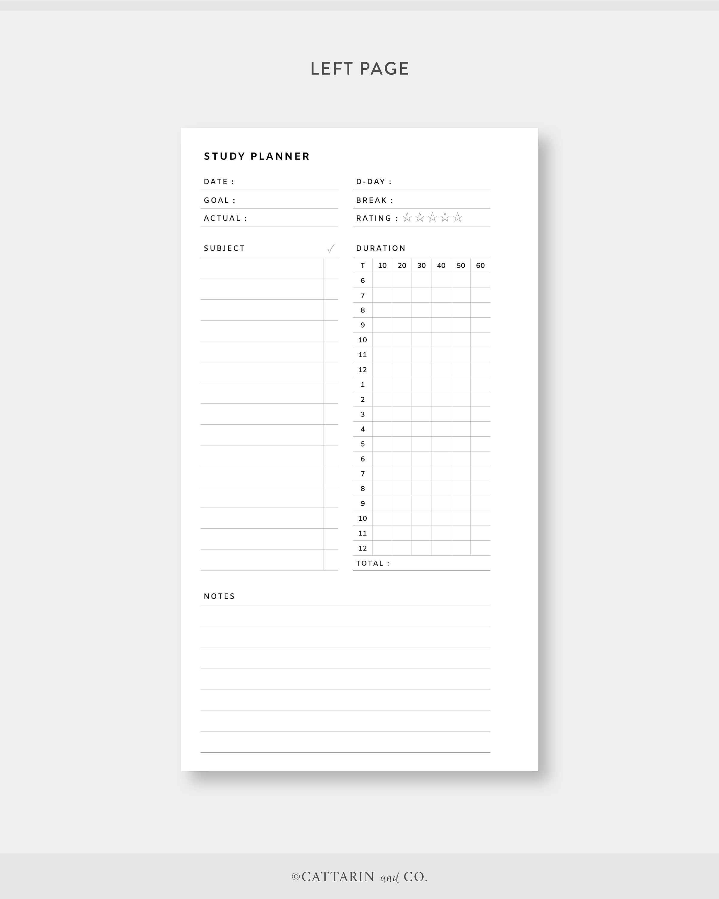 Personal, Study Planner Printable Daily Study Session Template ...
