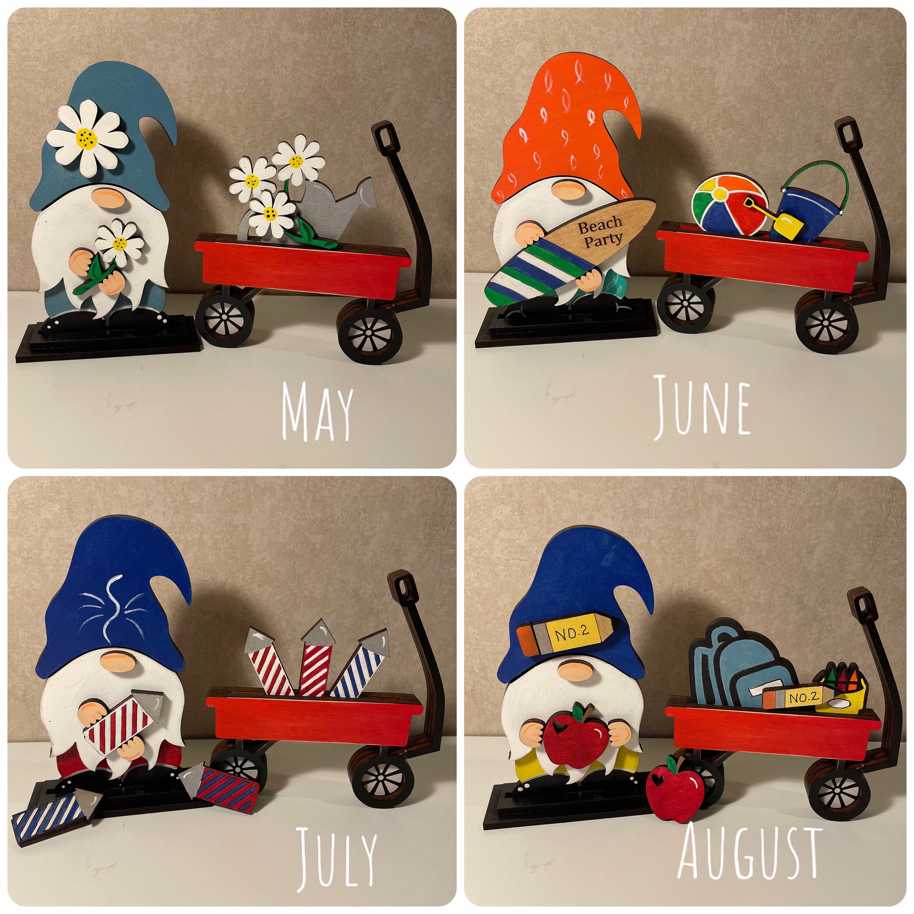 Gnomes Holiday Gnomeyear of Gnomes Wooden Gnome Monthly - Etsy