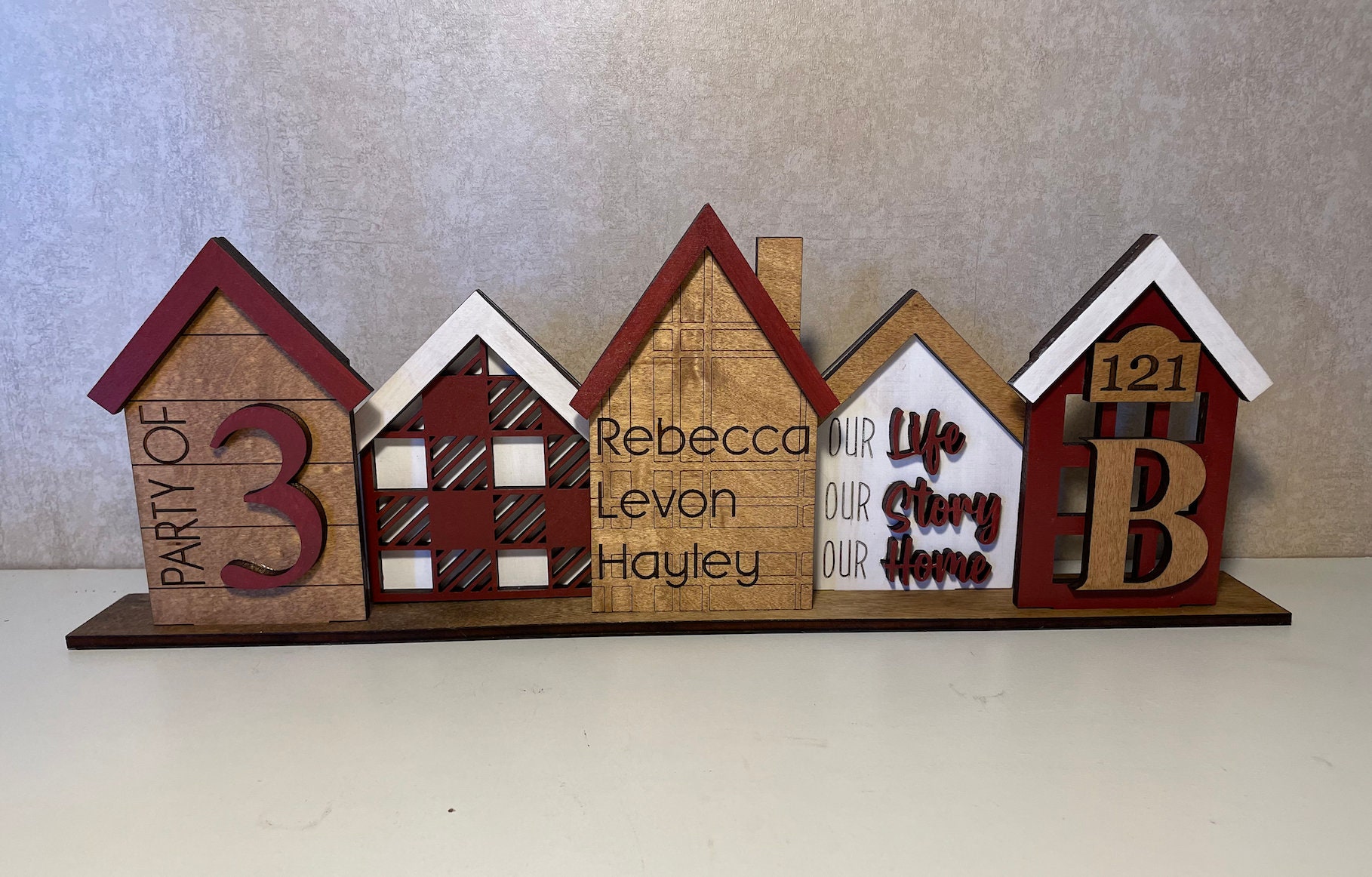 Standing Wooden Houses, Mini House Set of 5, Farm House Decor ...