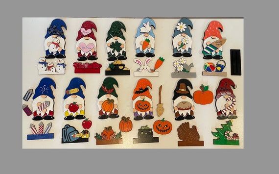 Gnomes Holiday Gnomeyear of Gnomes Wooden Gnome Monthly - Etsy