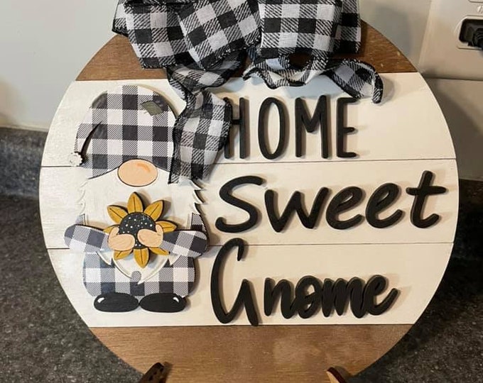 Gnome Welcome Sign, Welcome Decor, Home Sweet Gnome Sign, Changeable ...