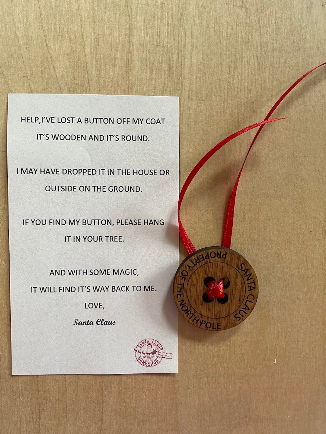 Santa Button, Wood Button, Christmas Button, Christmas Decor, Christmas ...