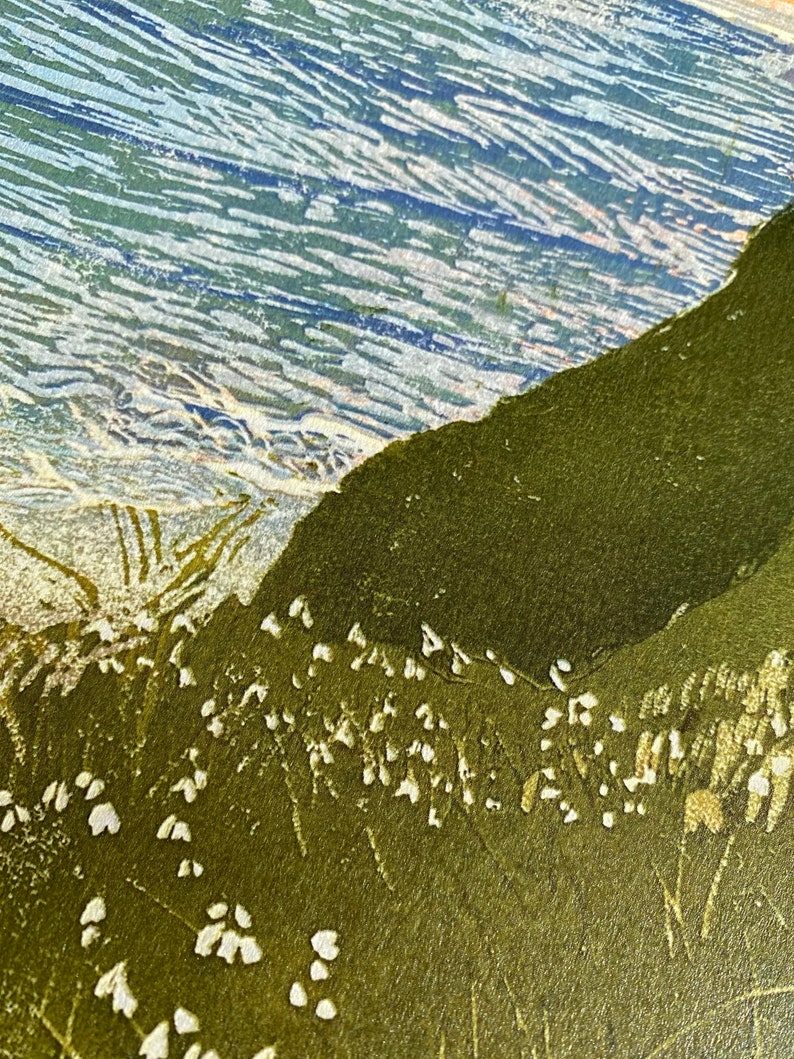 Cornwall Beach Sea Ocean Landscape Linocut Print Linoprint - Etsy