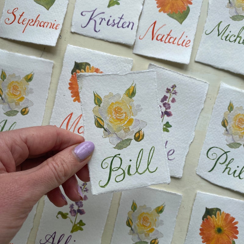 Watercolor Name Card - Etsy