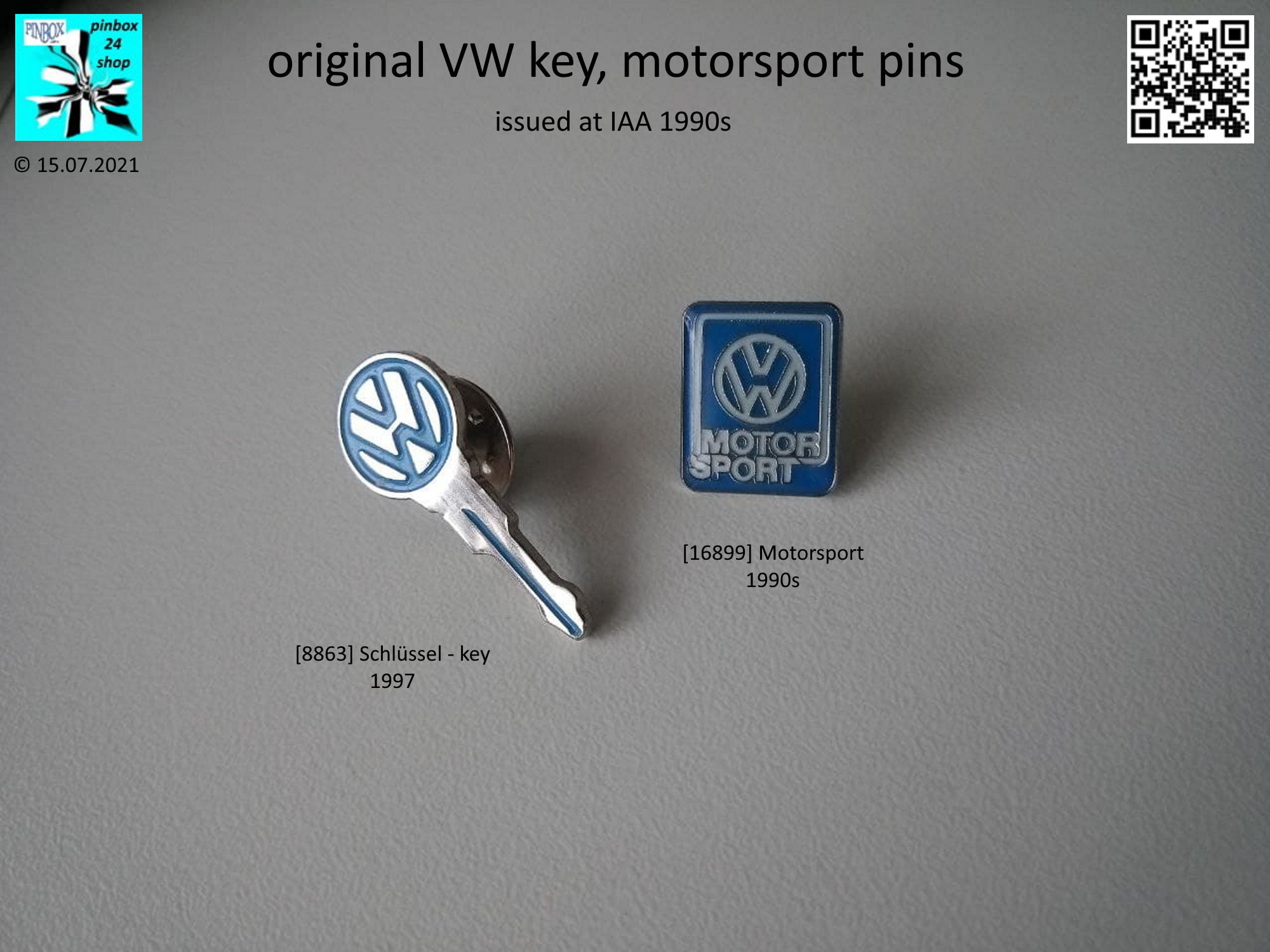 VW VOLKSWAGEN key, motorsport pins 1990s
