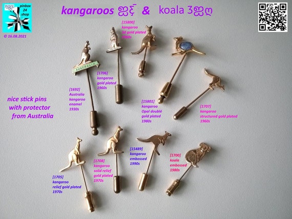 Kangaroos + Koala Bear Australia Lapel Pins - Gem