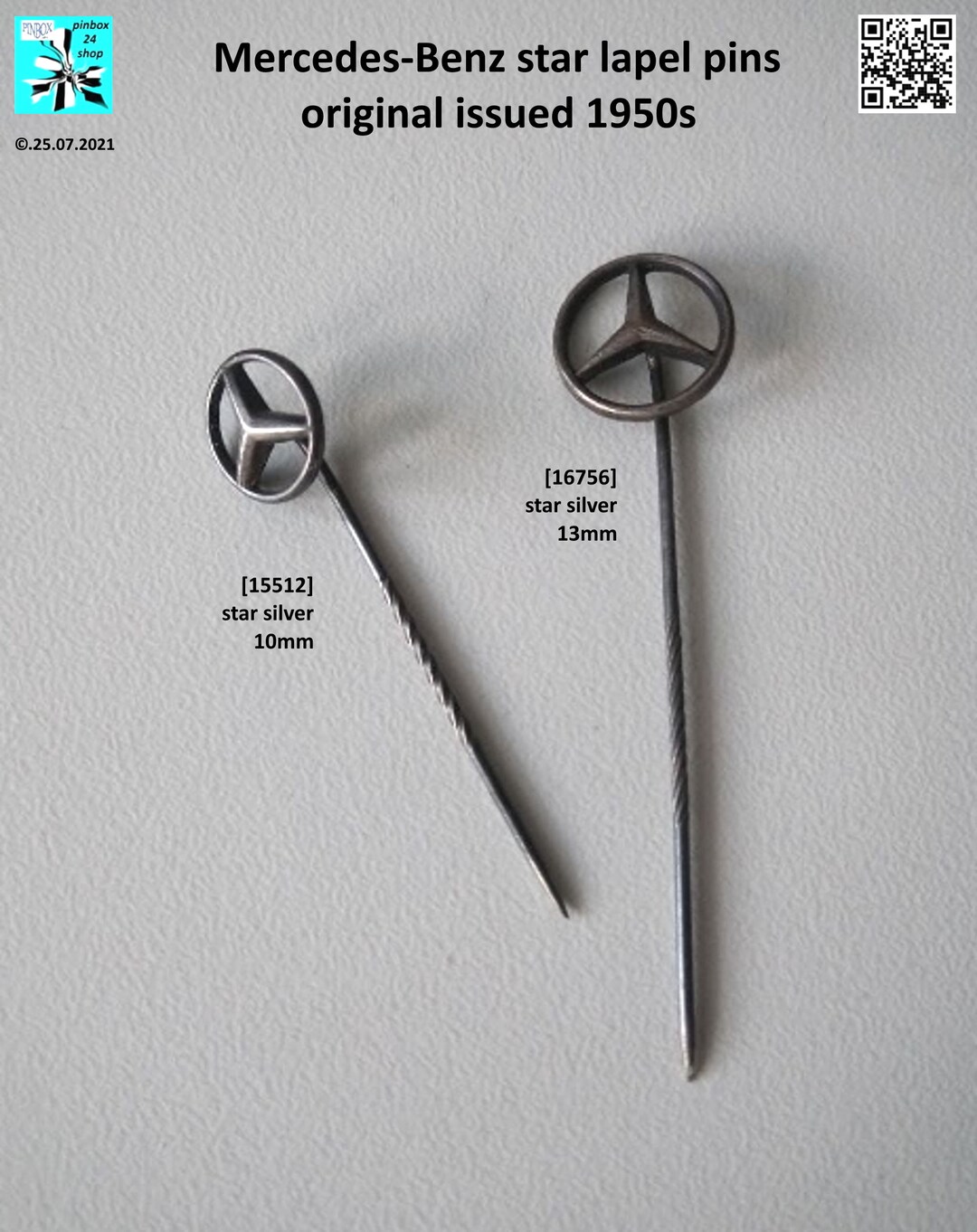 Mercedes-benz Star Lapel Badge – Authentic Silver Emblem in Two Sizes ...