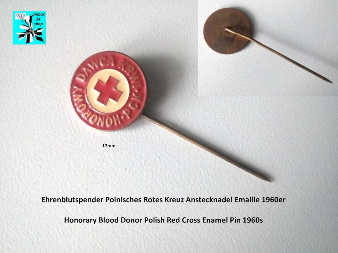 Honorary Blood Donor Polish Red Cross Pin - Enamel - Etsy