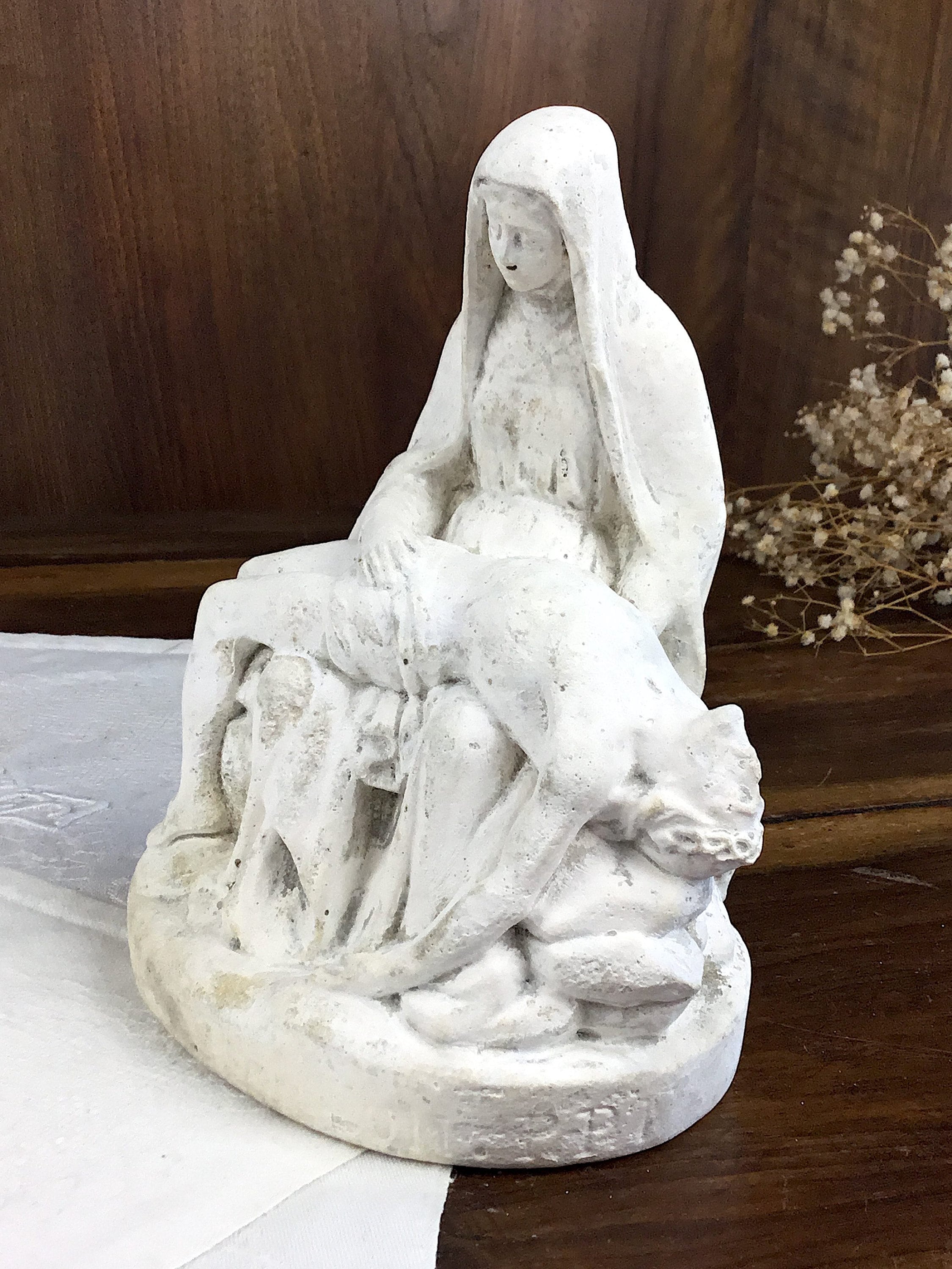 STATUE of Pieta/french Antique/statue of the Tomb in Plaster Titled and ...