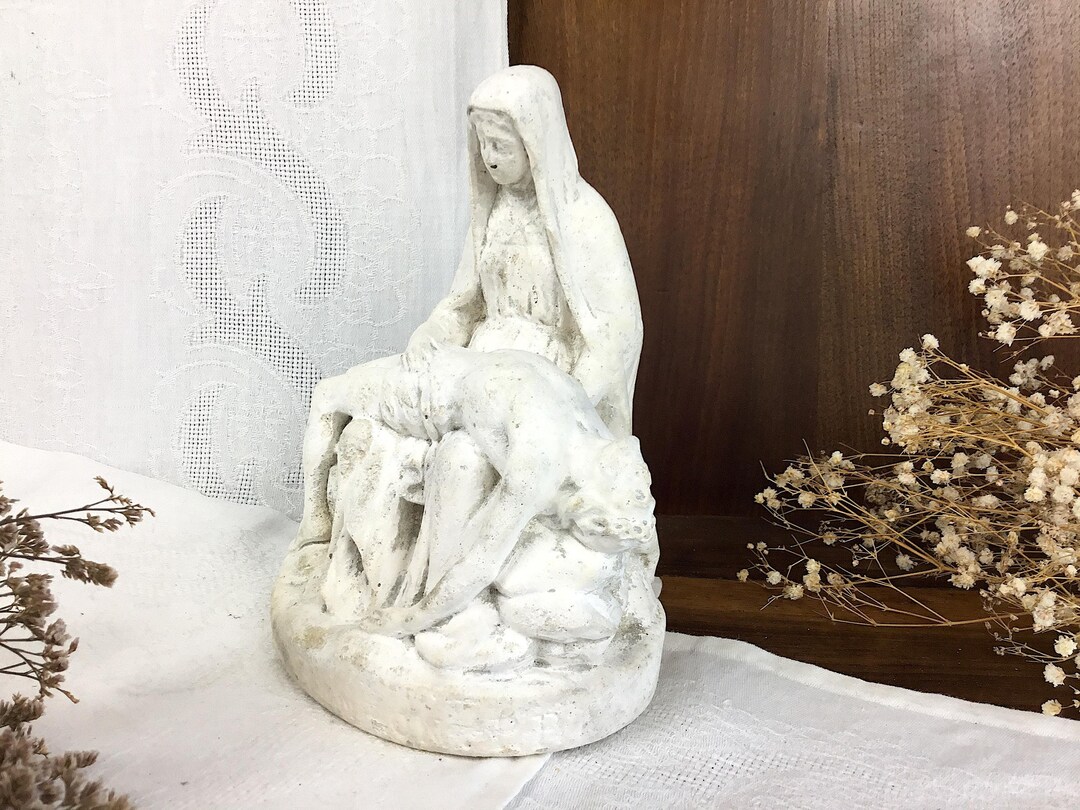 STATUE of Pieta/french Antique/statue of the Tomb in Plaster Titled and ...